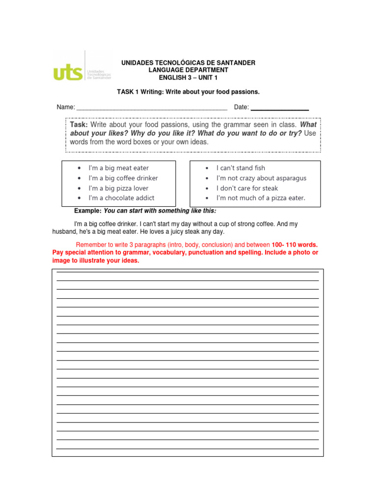 Writing Task - Unit S 1 and 2 - 2023 - 2 - Sample | PDF | Lingüística ...
