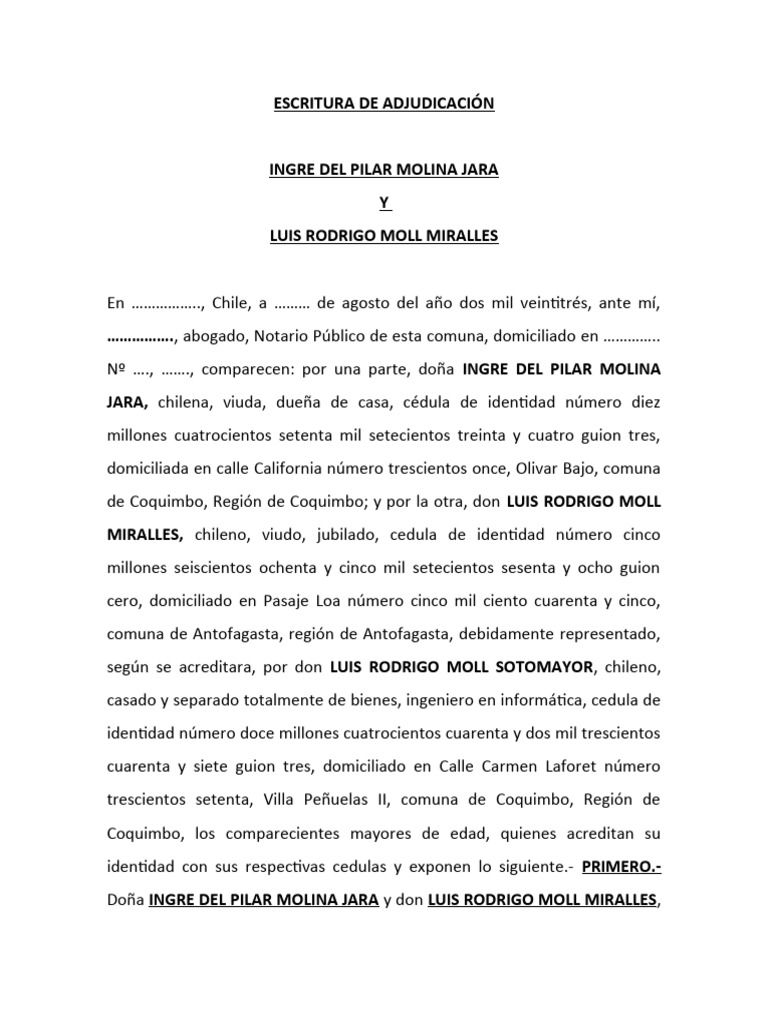 Escritura de Adjudicación | PDF | Derecho Civil (Common Law) Escritura de Adjudicación | PDF | Derecho Civil (Common Law)