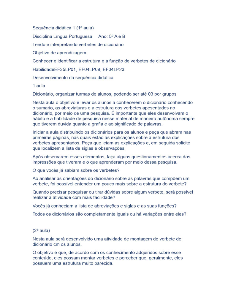 Aula Verbete | PDF | Dicionário | Aprendizado