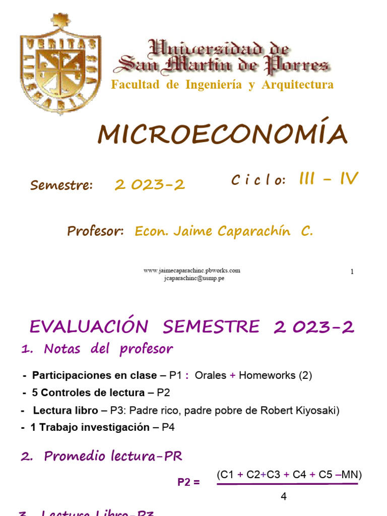 Micro-I 2023-2 | PDF | Sistema económico | Oferta y demanda