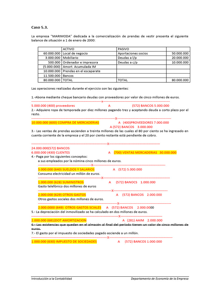Caso 5 Enunciado y Solucion | PDF | Contabilidad | Hoja de balance