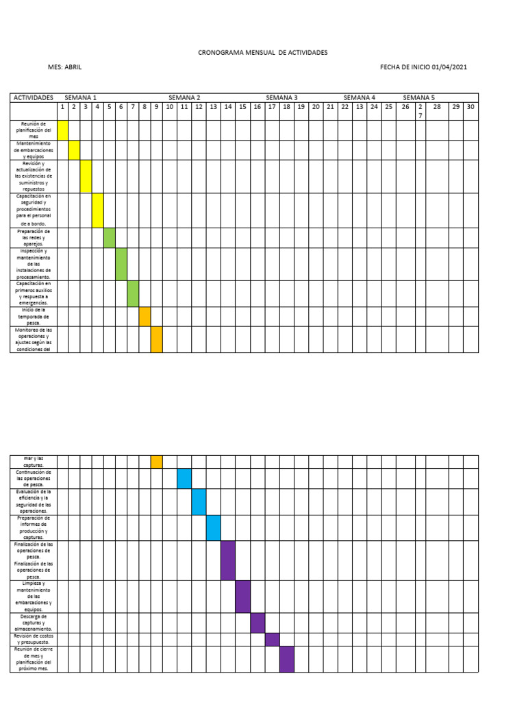 Cronograma Mensual de Actividades Efrain | PDF