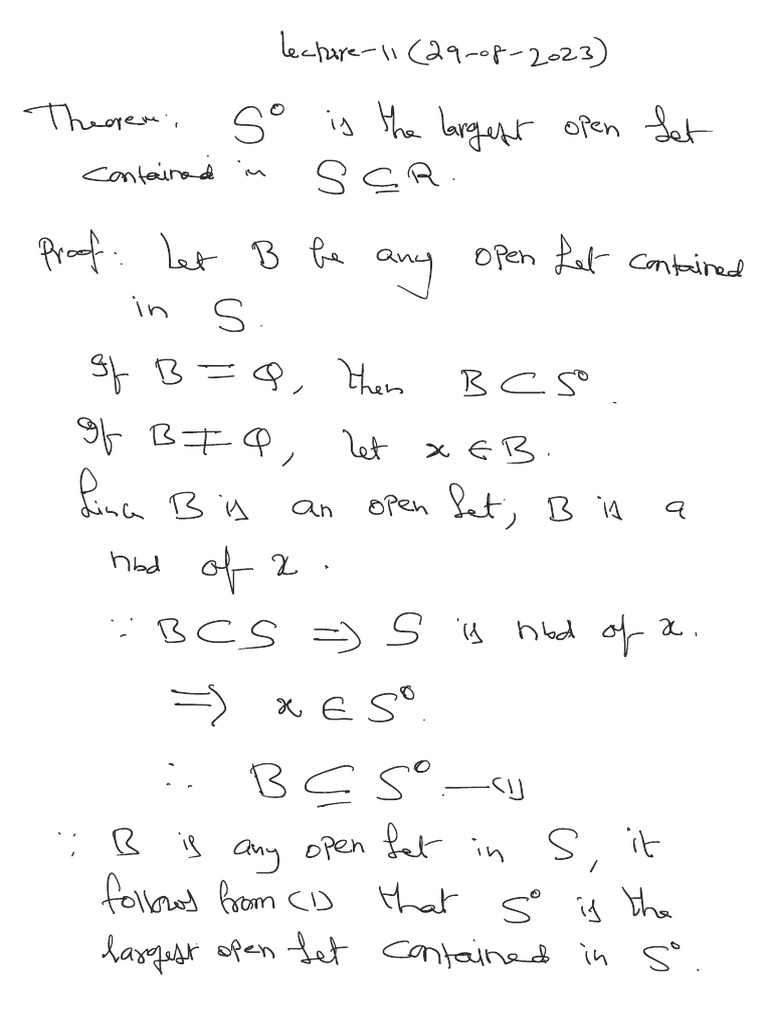 Real Analysis Lecture-11 (29!08!2023) | PDF