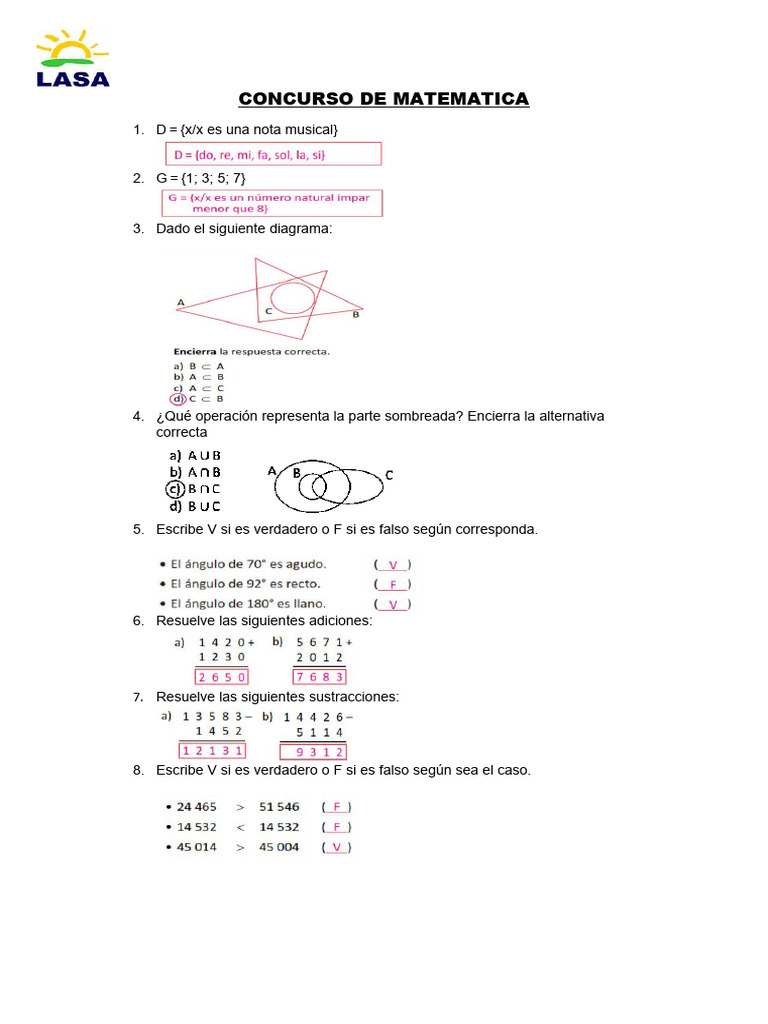 Concurso de Matematica | PDF