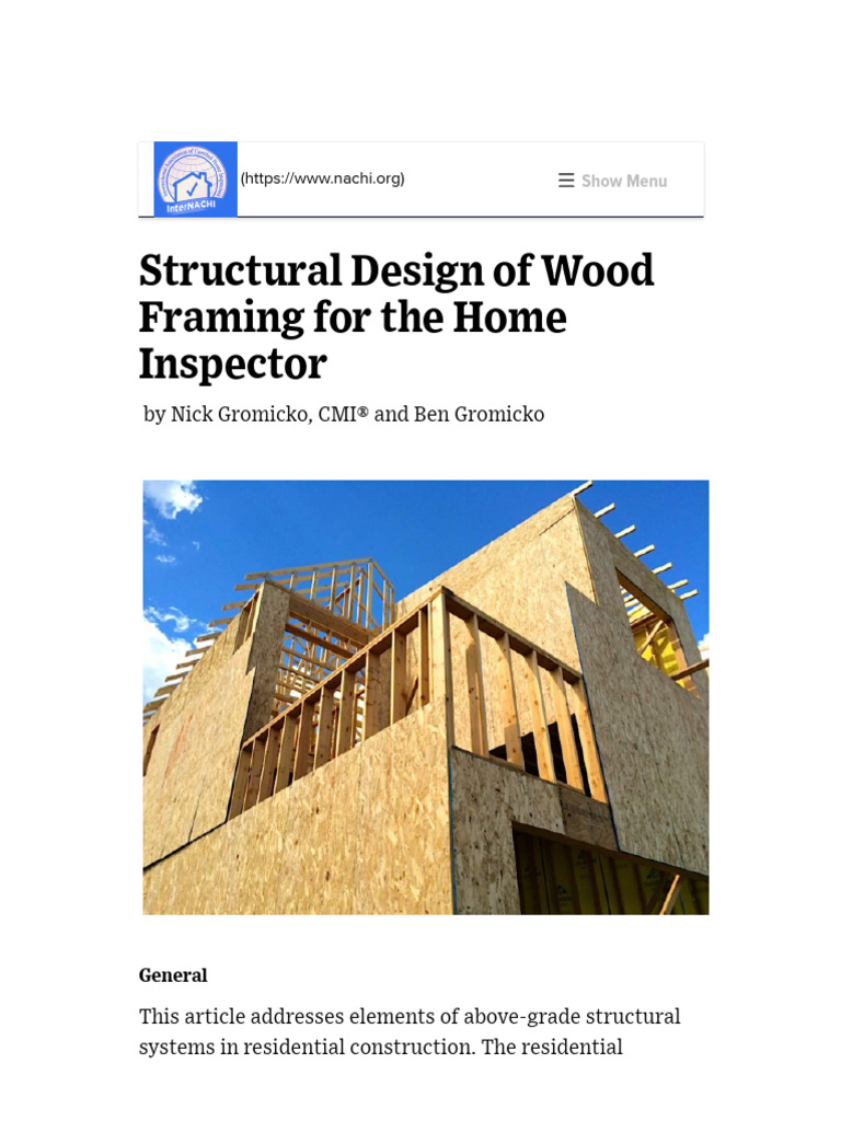 Structural Design of Wood Framing For The Home Inspector - InterNACHI ...
