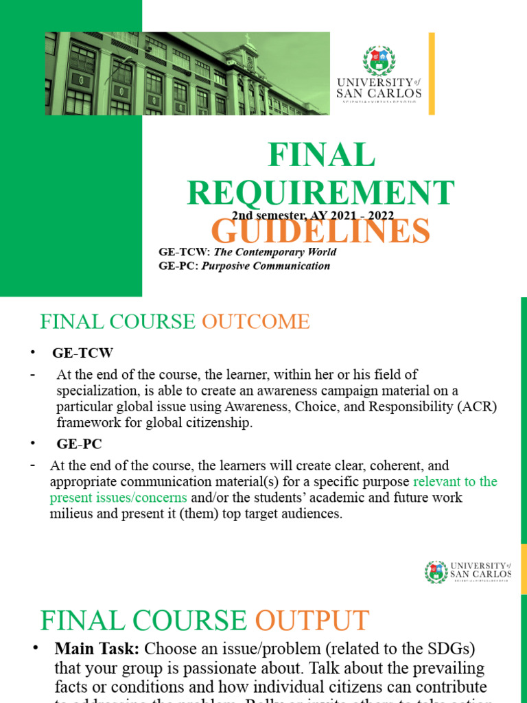 GE-TCW. GE-PC Final Requirement Guidelines | PDF