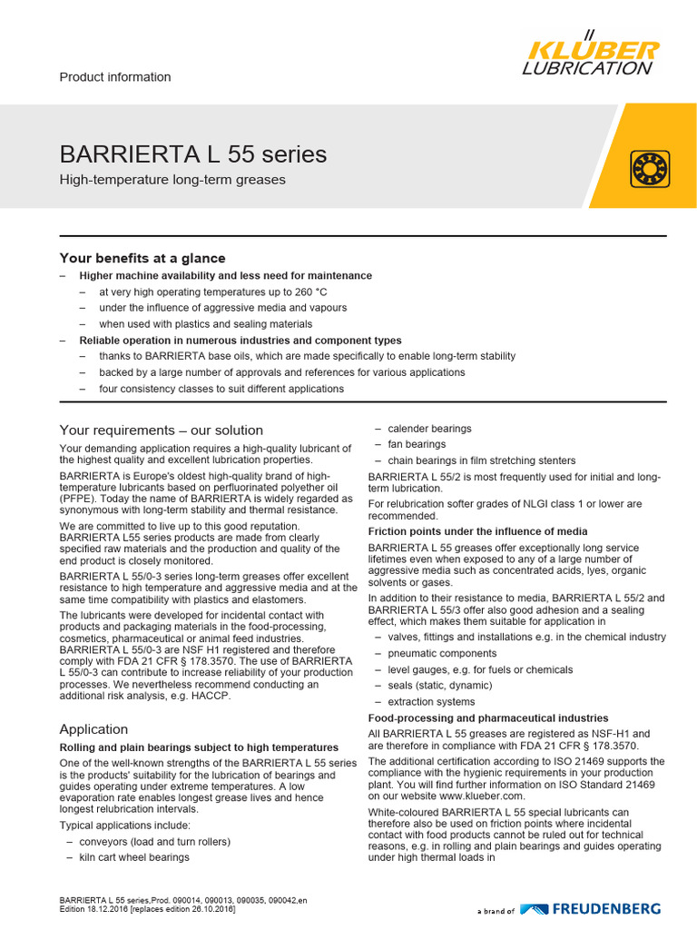 BARRIERTA L 55 1 EN en | PDF | Bearing (Mechanical) | Lubricant