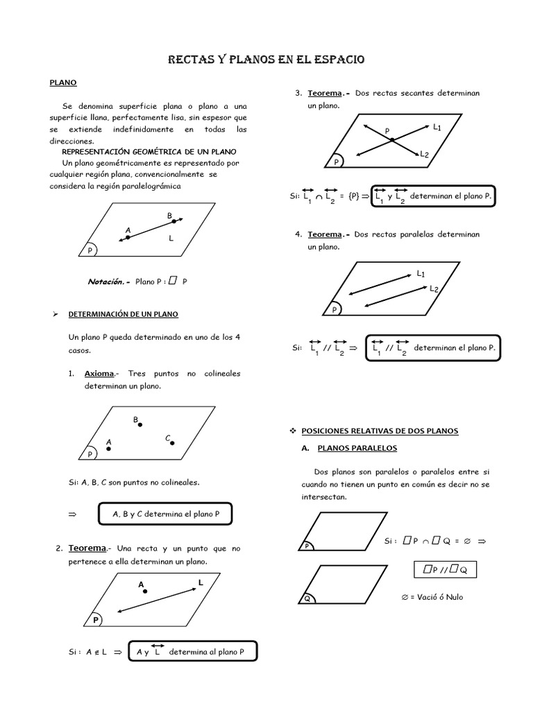 Rectas Y Planos En El Espacio Pdf Perpendicular Conceptos Matemáticos