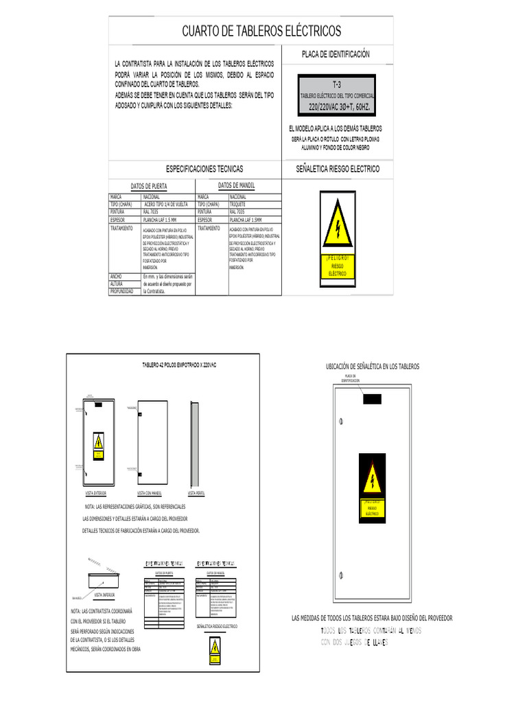 Cuarto de Tableros Eléctricos: Placa de Identificación | PDF