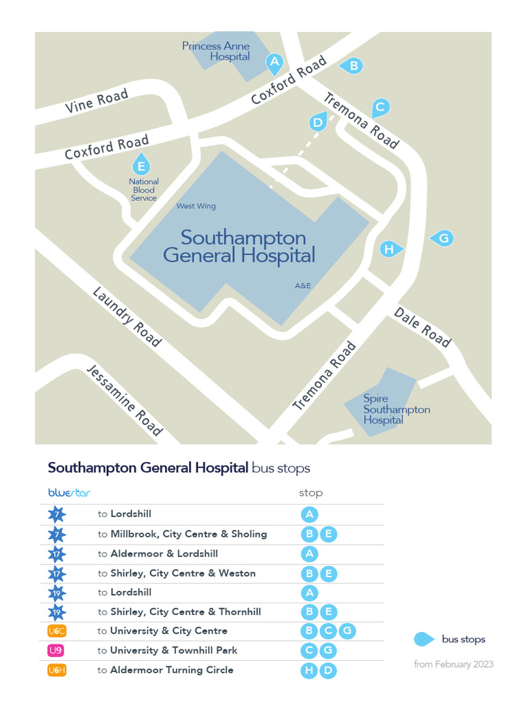 Southampton Hospital Bus Stop Map | PDF