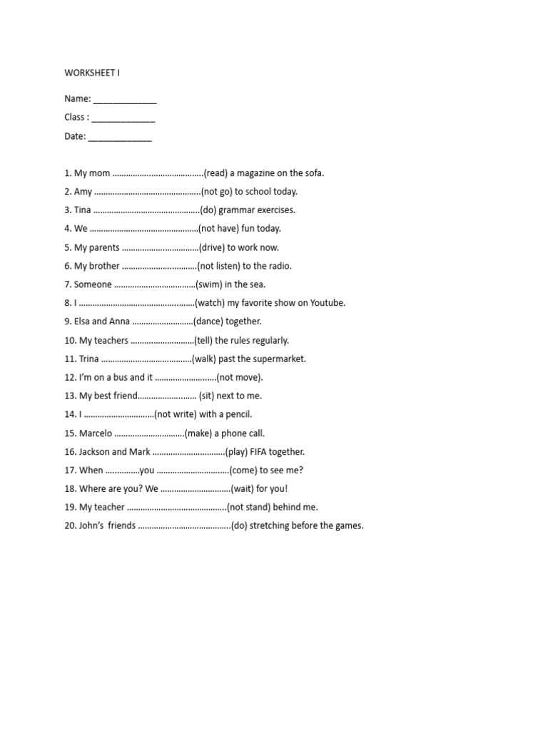 Worksheet Present Continous Tense Kelas Ix | PDF