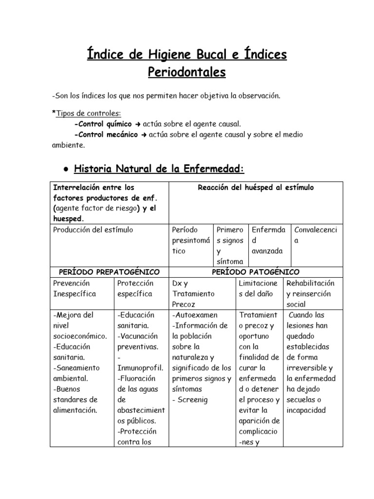 Indice de Higiene y Salud Periodontales | PDF | Diente | Especialidades Medicas
