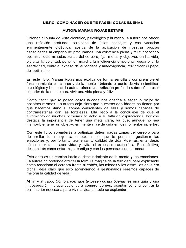 Como Hacer Que Te Pasen Cosas Buenas | PDF | Crecimiento personal y profesional | Ciencia y ...