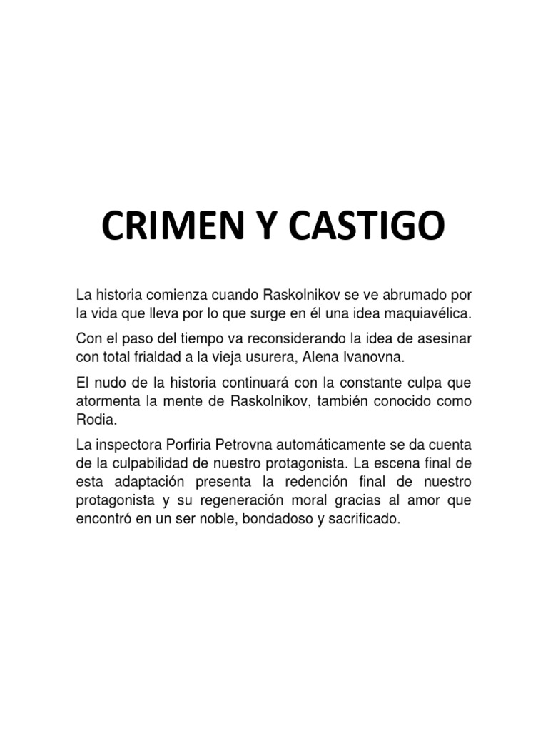 CRIMEN Y CASTIGO Libreto Teatral | PDF | Crimen y castigo