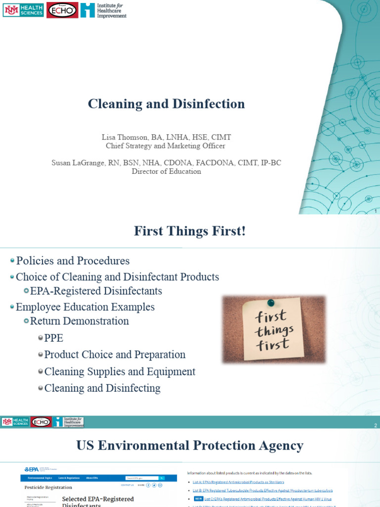 Session 5 Presentation Cleaning Disinfection | PDF | Housekeeping ...