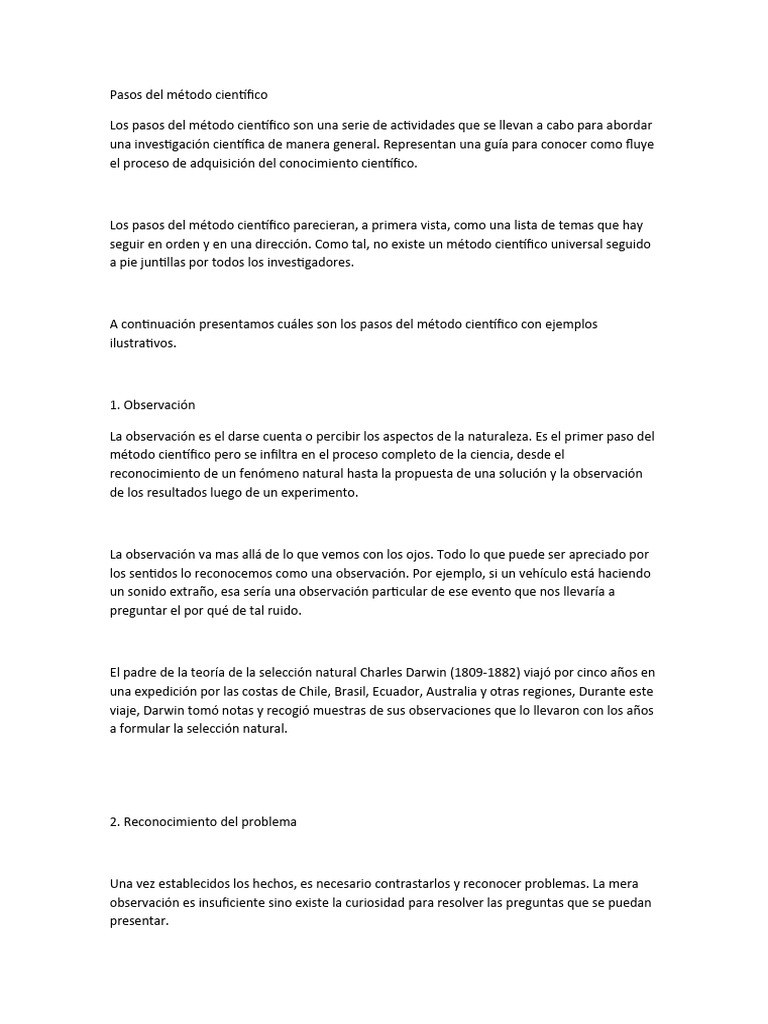 Pasos Del Método Científico | PDF