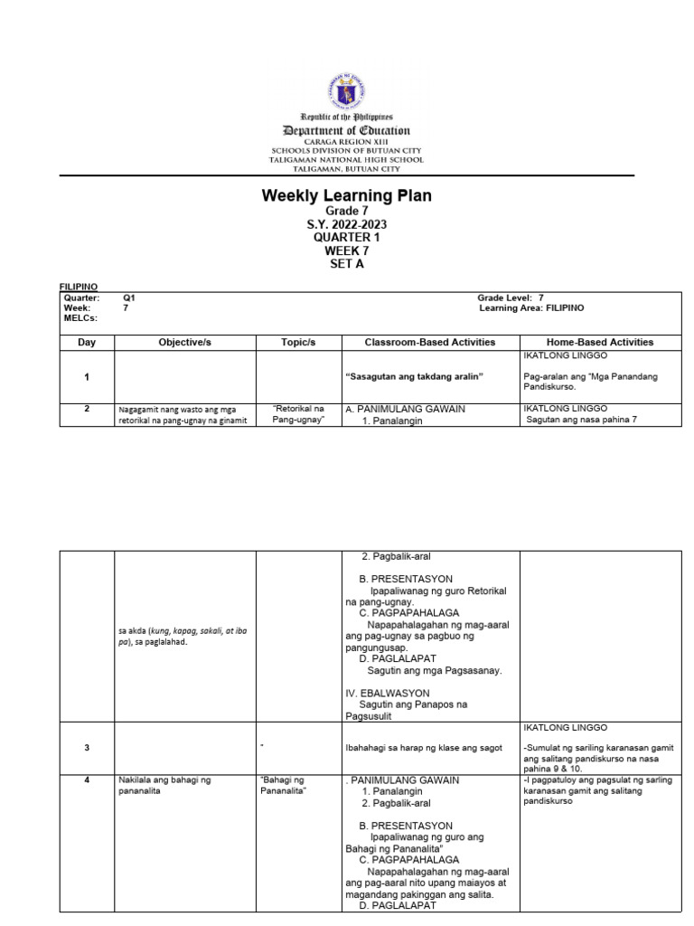 WLP - Week 7 Q1 | PDF