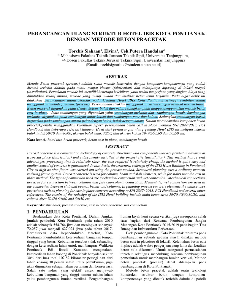 Perancangan Ulang Struktur Hotel Ibis Kota Pontianak | PDF