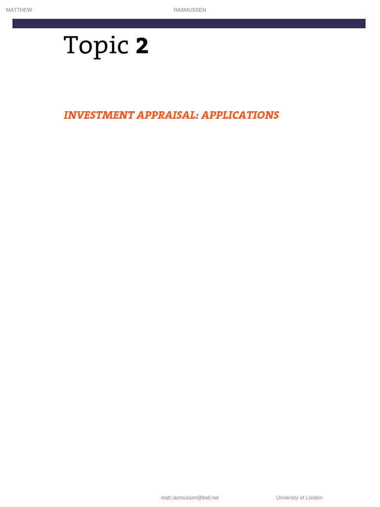 Topic 2 - Invetment Appraisal Applications | PDF
