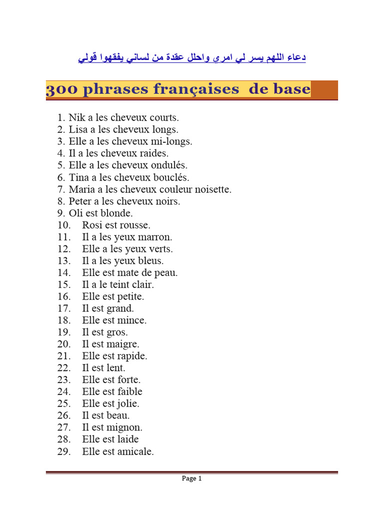 300 Phrases Françaises Essentielles | PDF