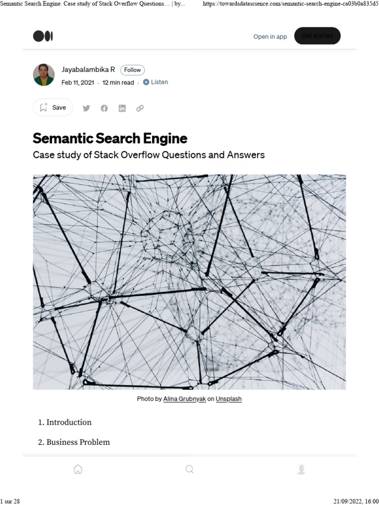 Semantic Search Engine. Case Study of Stack Overflow Questions by Jayabalambika R Towards Data ...