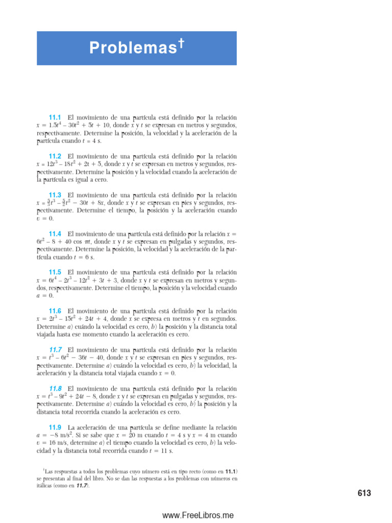 Problemario 1 Ejercicios | PDF | Aceleración | Velocidad