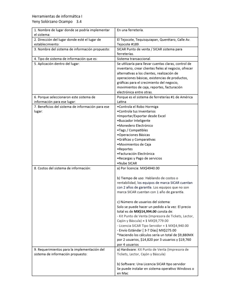 Tabla Descriptiva (SICAR) | PDF