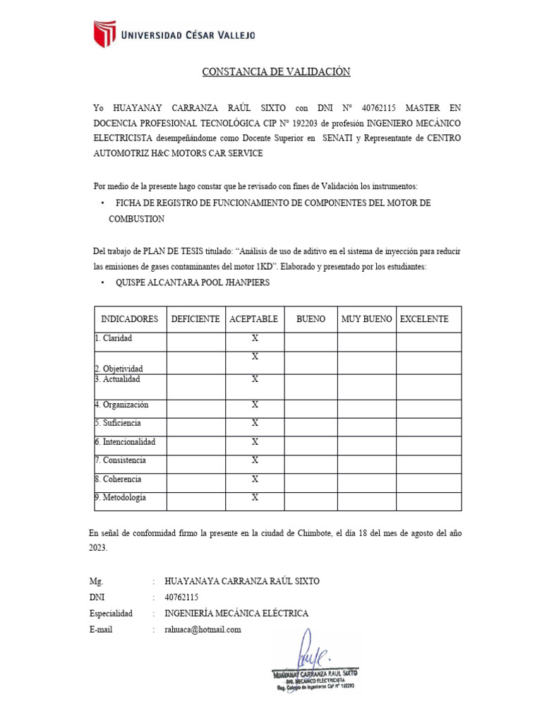 Ficha de Validacion | PDF