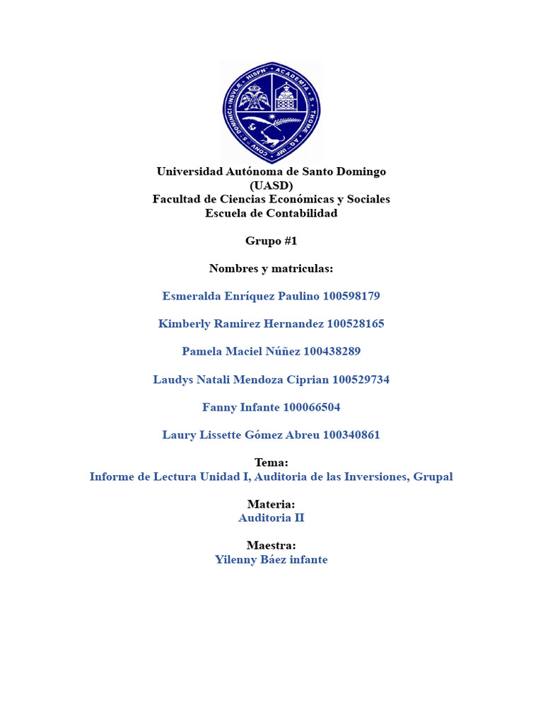 Informe de Lectura - Unidad I GRUPAL | PDF