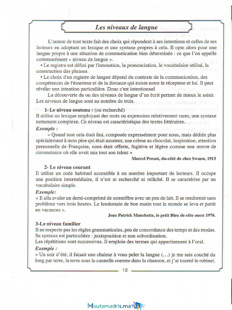 Cours FR 1bac 6 | PDF