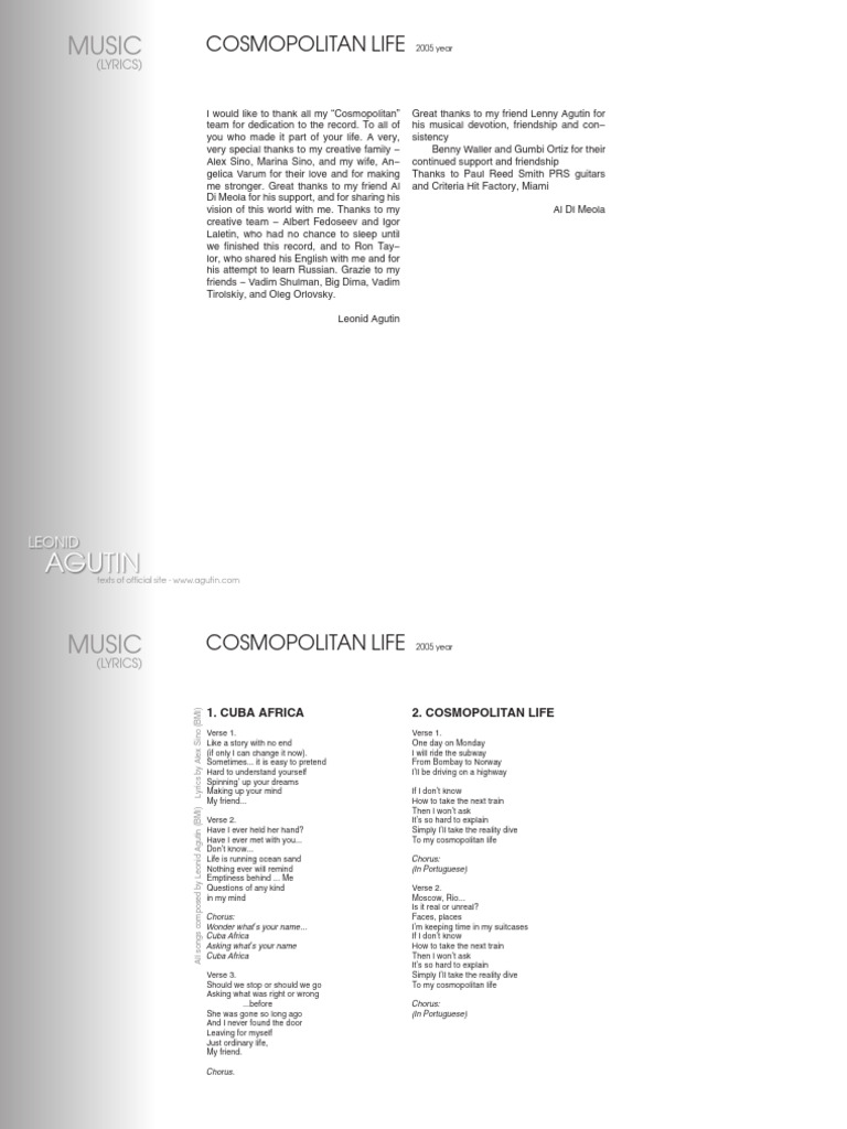Agutin Music Album Cosmo | PDF | Forgiveness | Song Structure