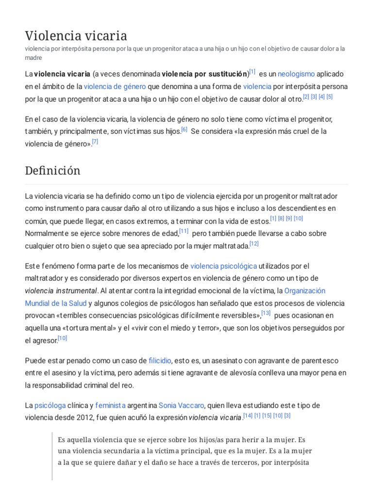 Violencia Vicaria - Wikipedia, La Enciclopedia Libre | PDF