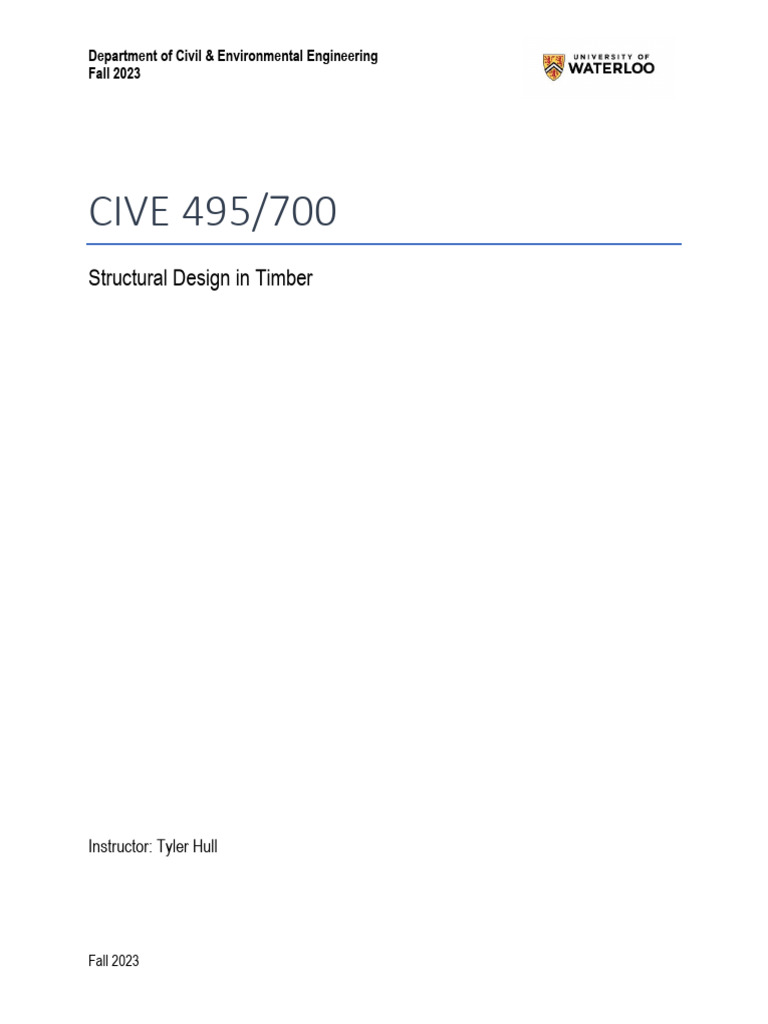 CIVE 495 Timber Design Course Notes | PDF