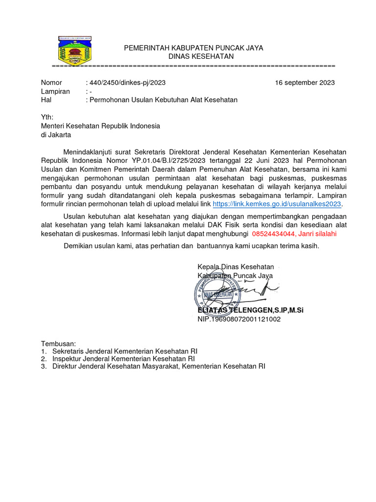 V3 Permohonan Usulan Dari Dinkes | PDF | Ilmu Sosial | Kesehatan Holistik