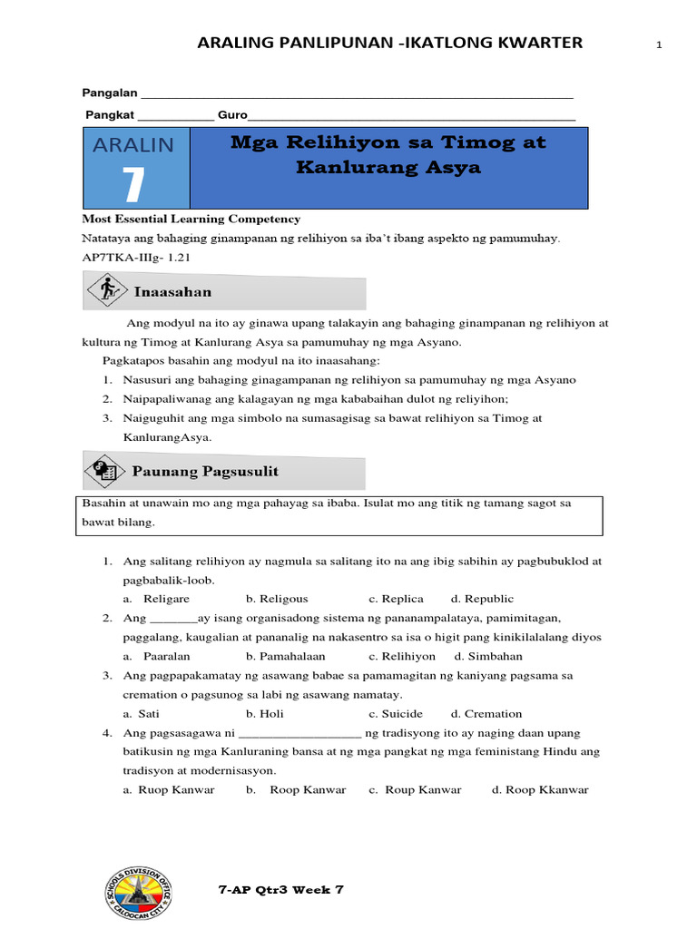 AP 7 Q3 Week 7 | PDF AP 7 Q3 Week 7 | PDF