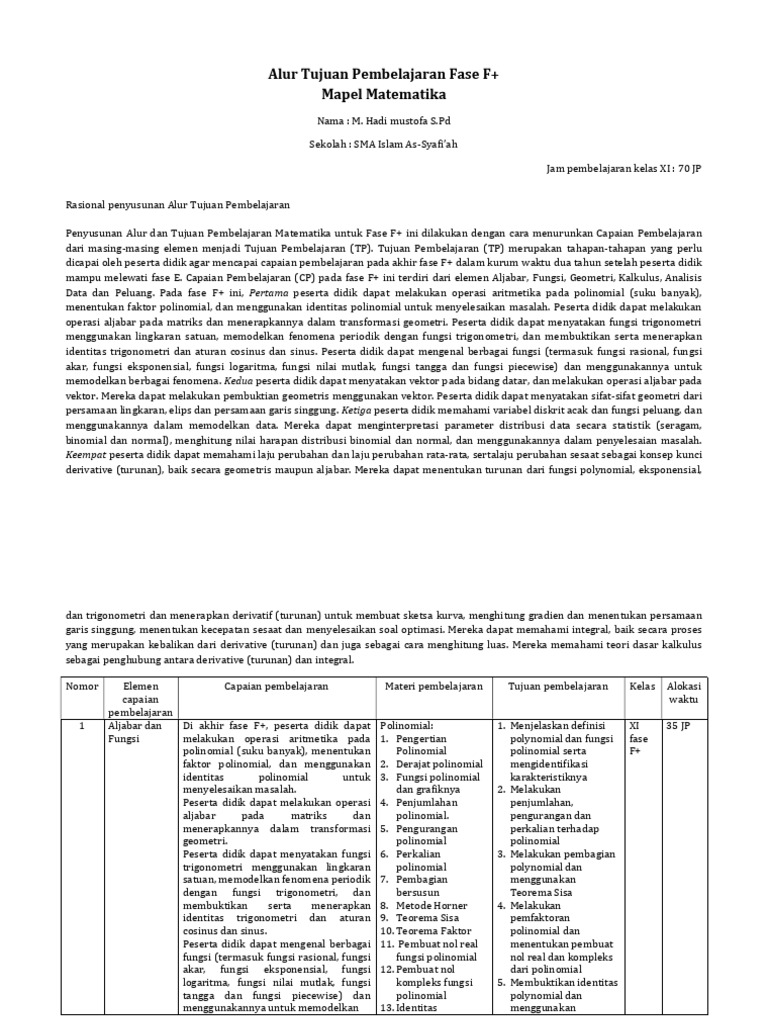 ATP Fase F+ Kelas XI | PDF
