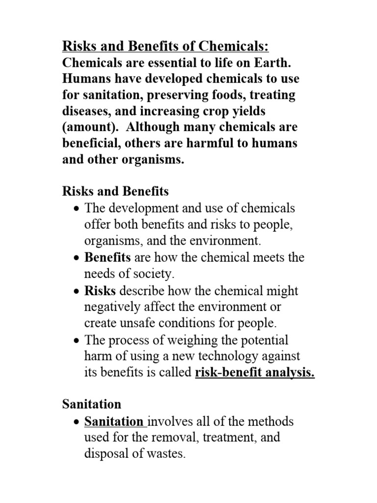 Risks and Benefits of Chemicals Notes | PDF | Food Preservation | Pesticide