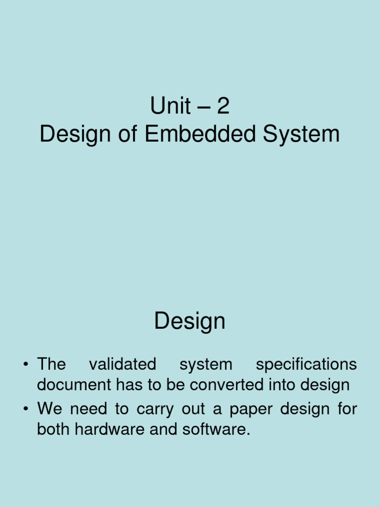 Unit 2-Design of Embedded System | PDF | Computers