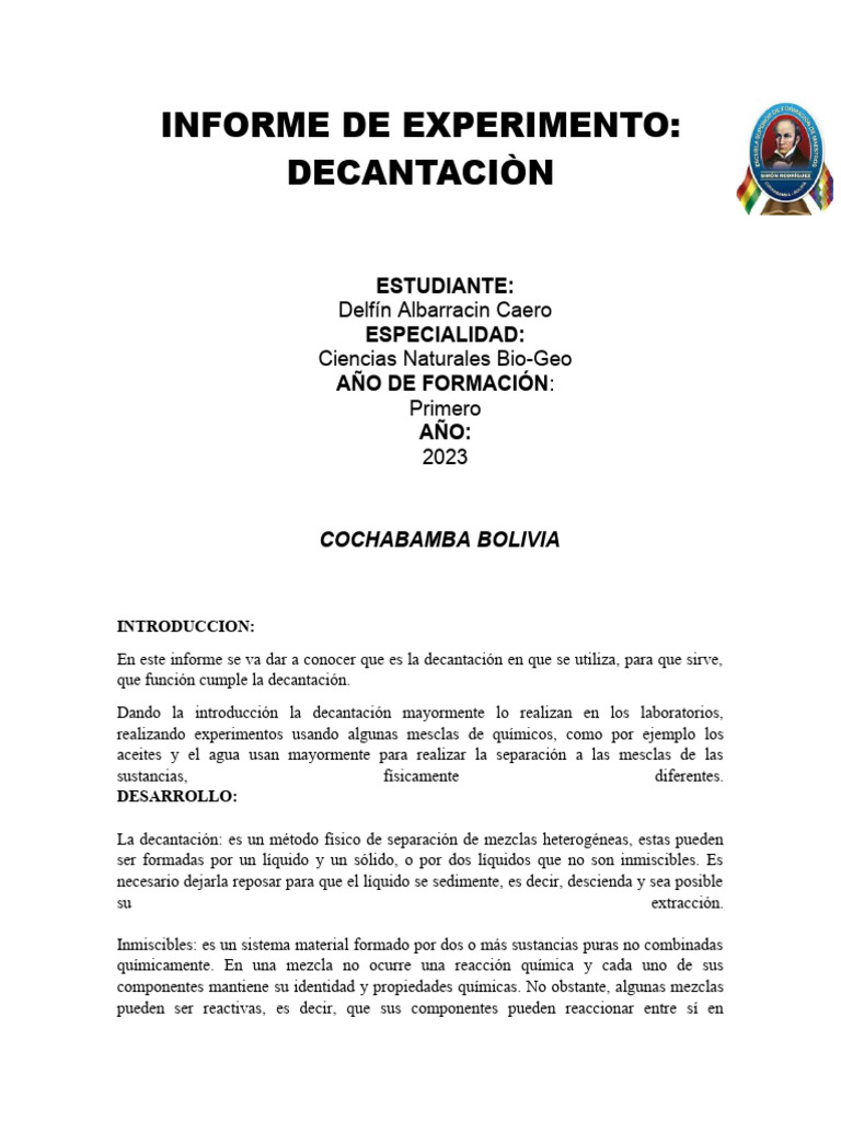 Informe de Experimento | PDF