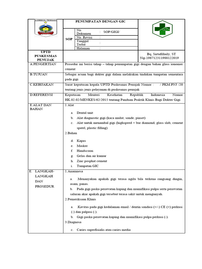 SOP Penumpatan GIC | PDF