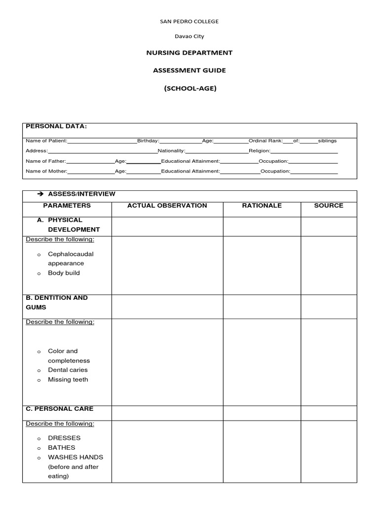 School Age Assessment Guide | PDF