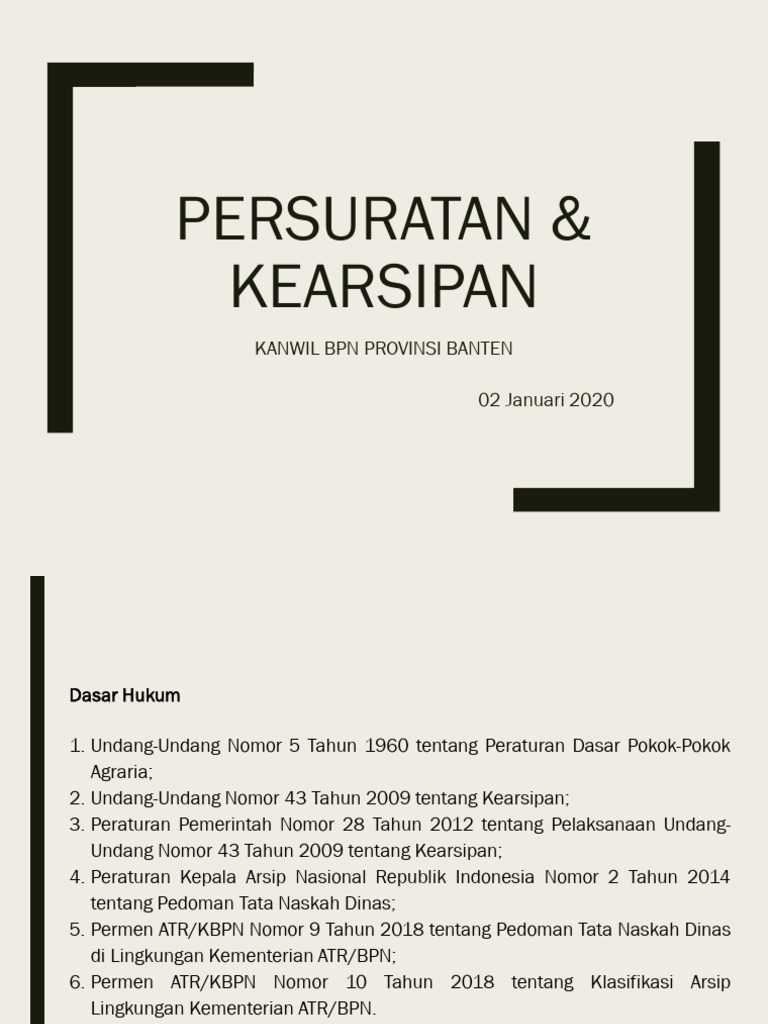 Penomoran Naskah Dinas Kanwil BPN Banten | PDF