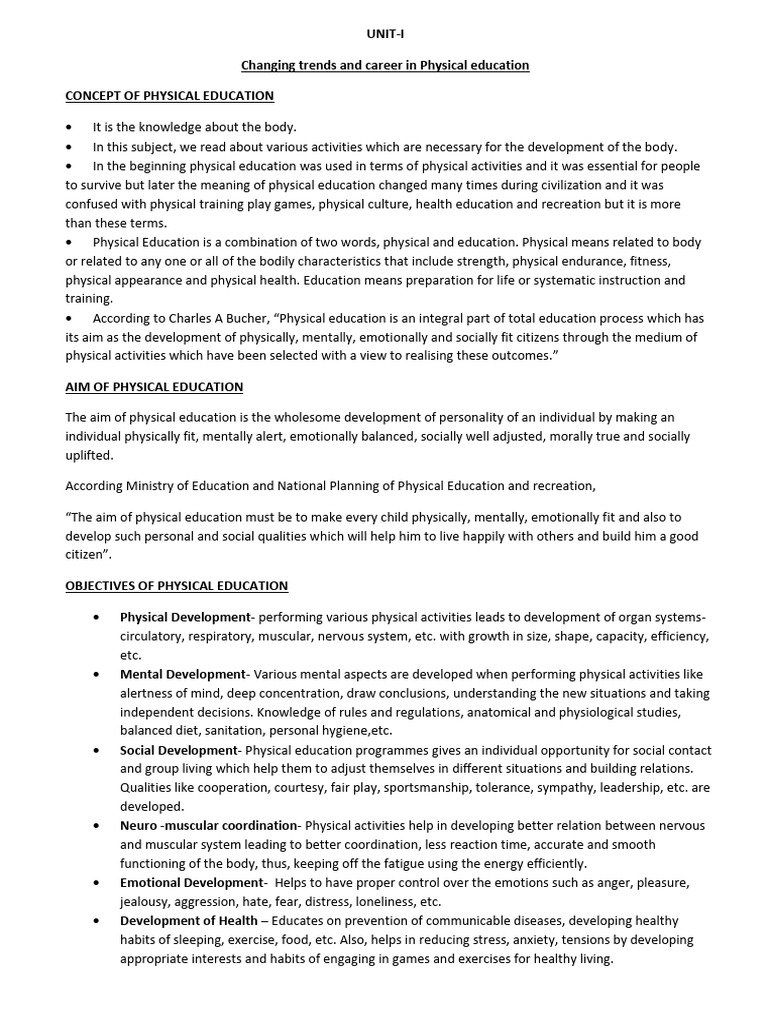 UNIT-1 Changing Trends | PDF | Sports | Physical Education