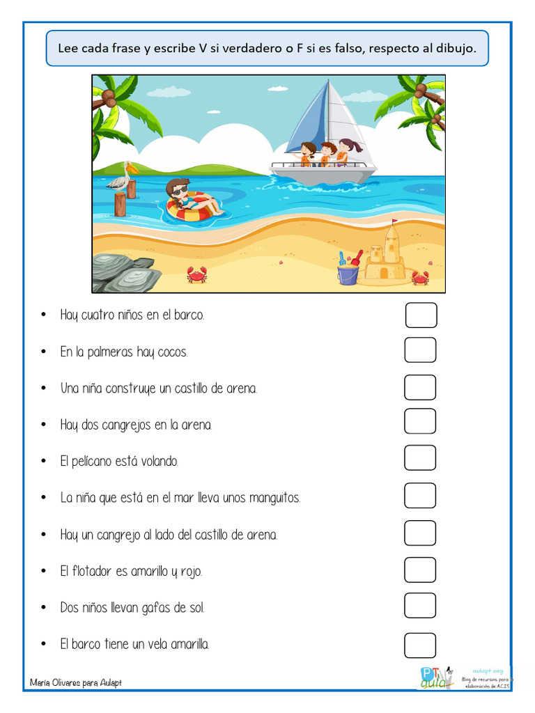 Comprension Lectora Frases Cortas Verano | PDF