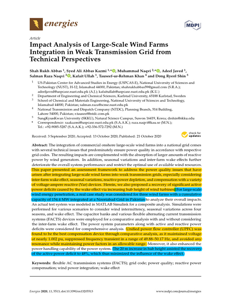 Abbas - Impact Analysis of Large-Scale Wind Farms Integration in Weak ... Abbas - Impact Analysis of Large-Scale Wind Farms Integration in Weak ...