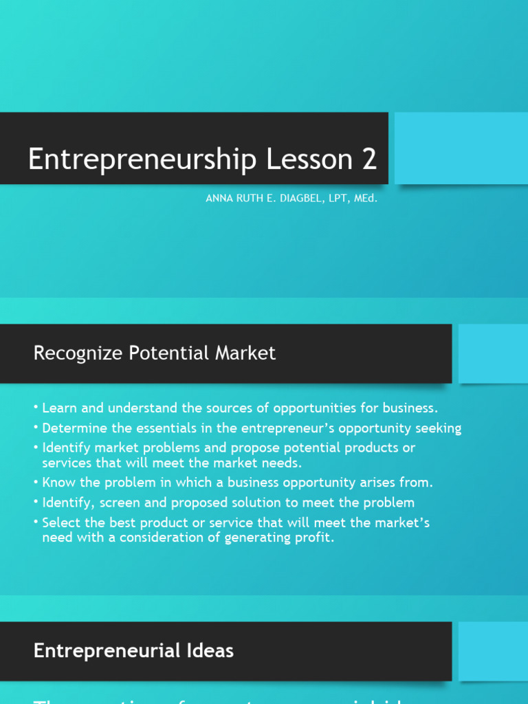 Entrepreneurship Lesson 2 | PDF | Entrepreneurship | Competition