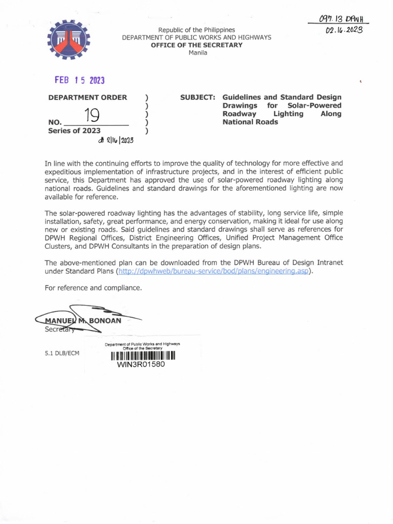 DPWH SOlar DO 19-2023 | PDF