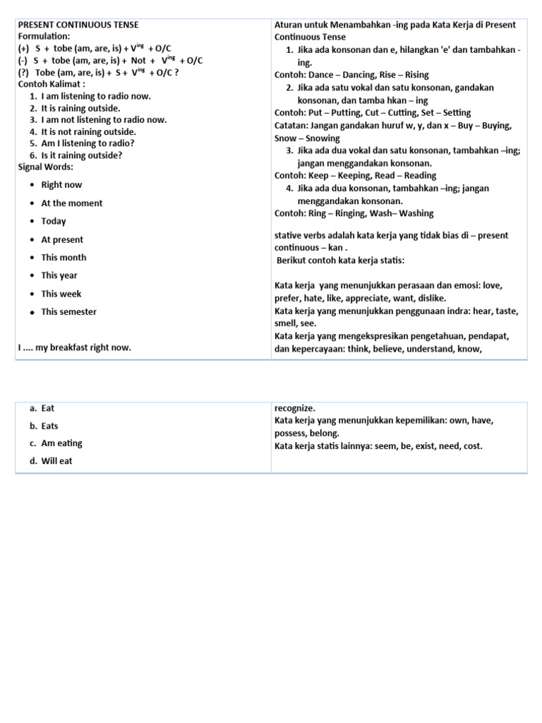 Present Continuous Tense | PDF