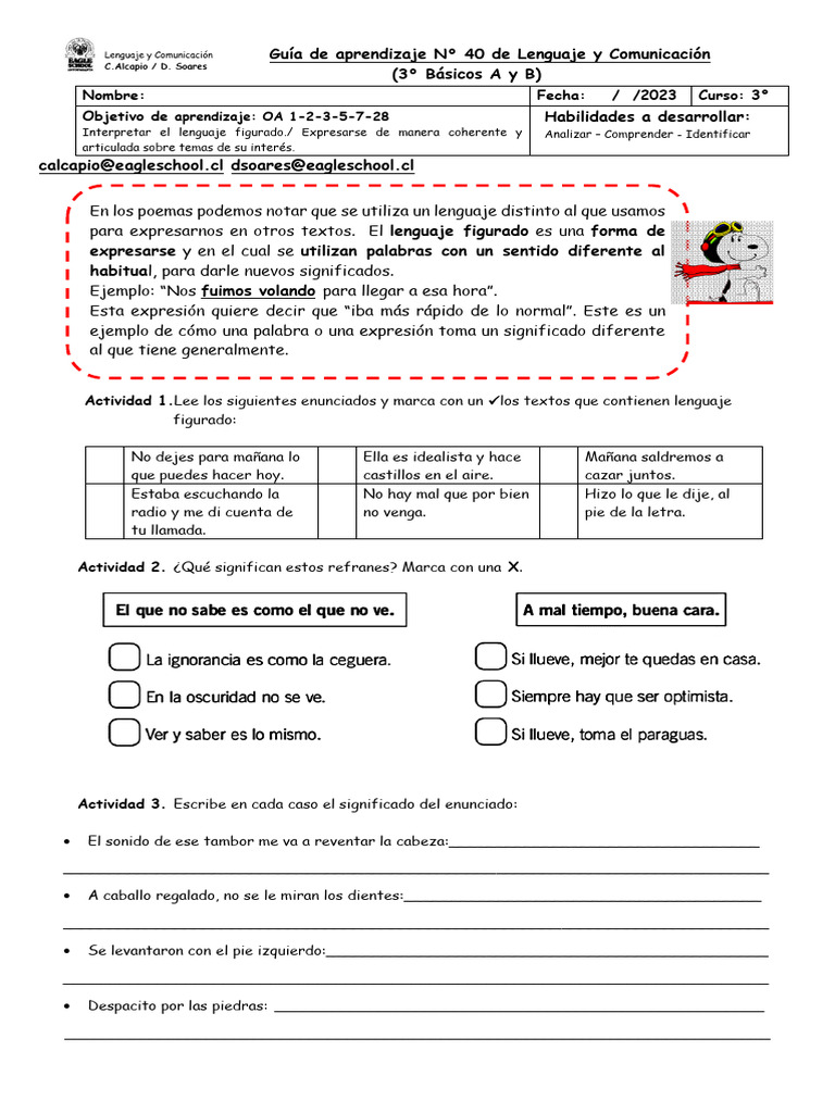 Guía 40 - Lenguaje Figurado | PDF