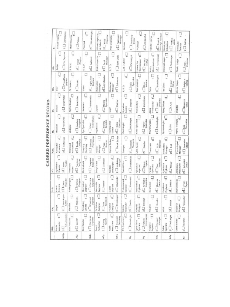 Career Preference Scale | PDF
